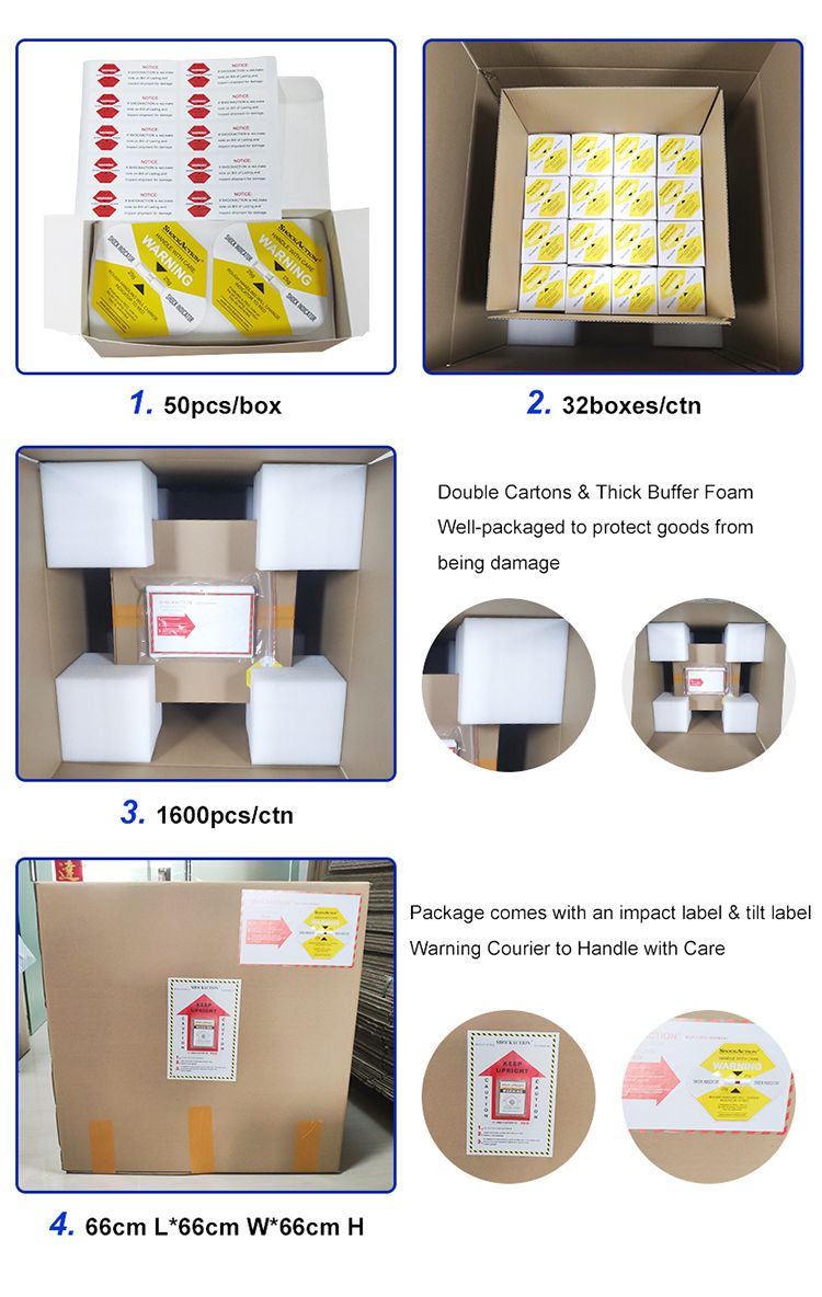 Buy Shockaction Impact Indicator Label Shock Indicator Sticker 25g-100g ...