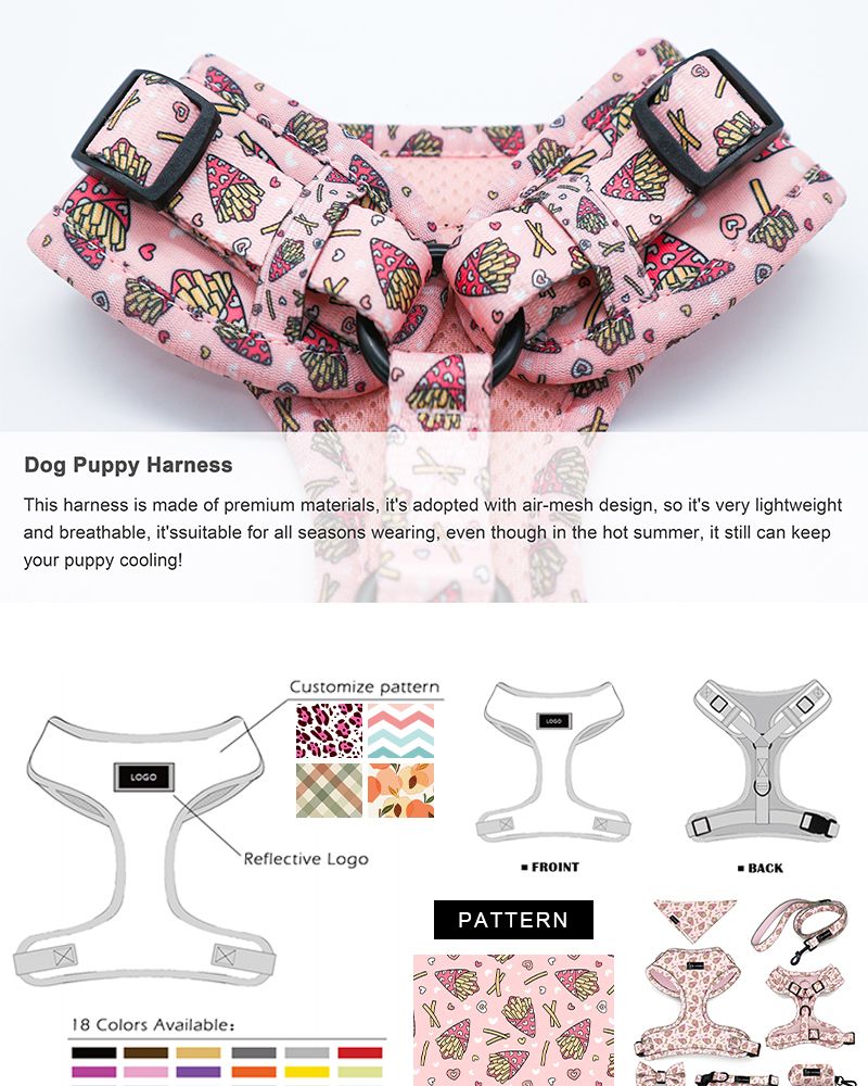 Buy Custom Pattern Dog Harness Set With Leash Collar Adjustable Dog ...