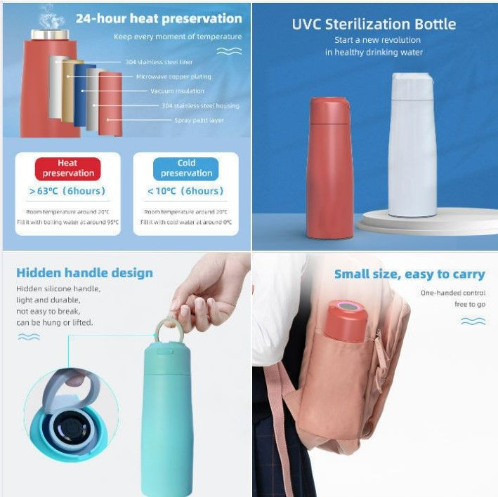 Buy Smart Self Cleaning Uvc Water Bottle Bpa Free Good Insulation For ...