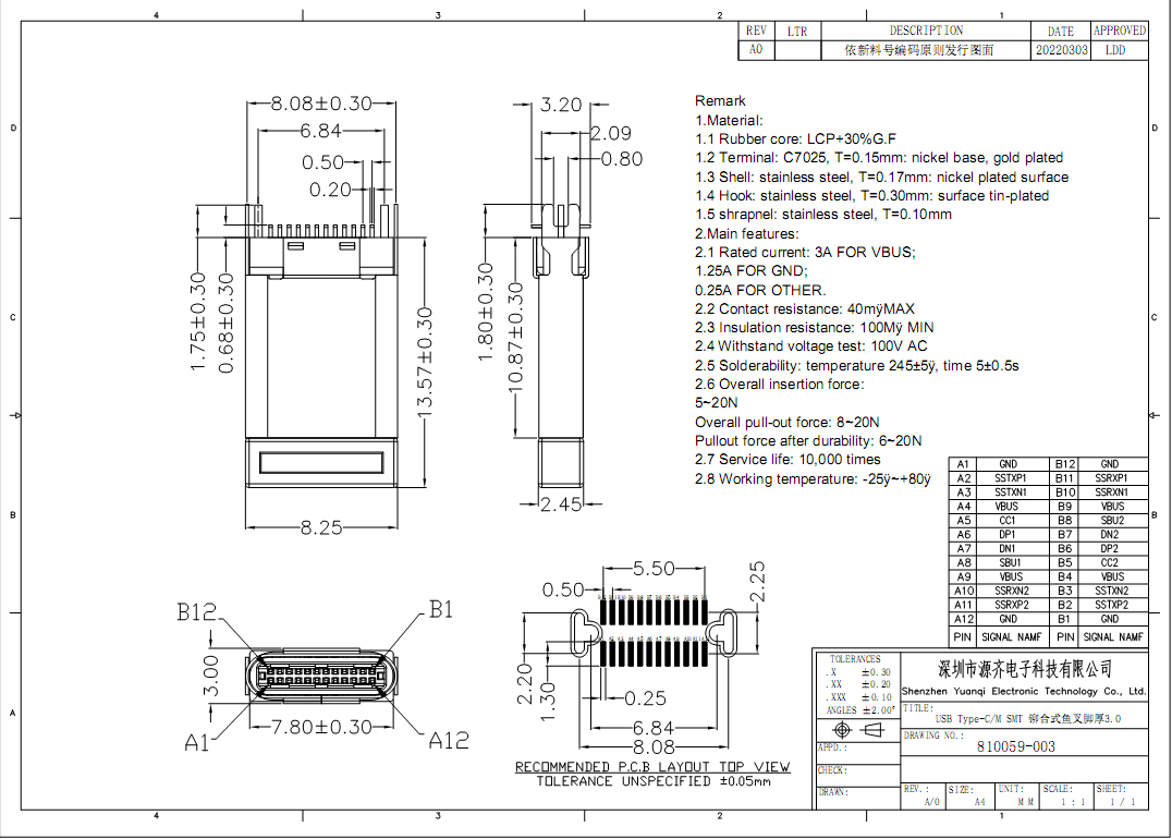 Buy Type-c 24p Stand-up Male Harpoon Pin Usb-c Connector from Shenzhen ...