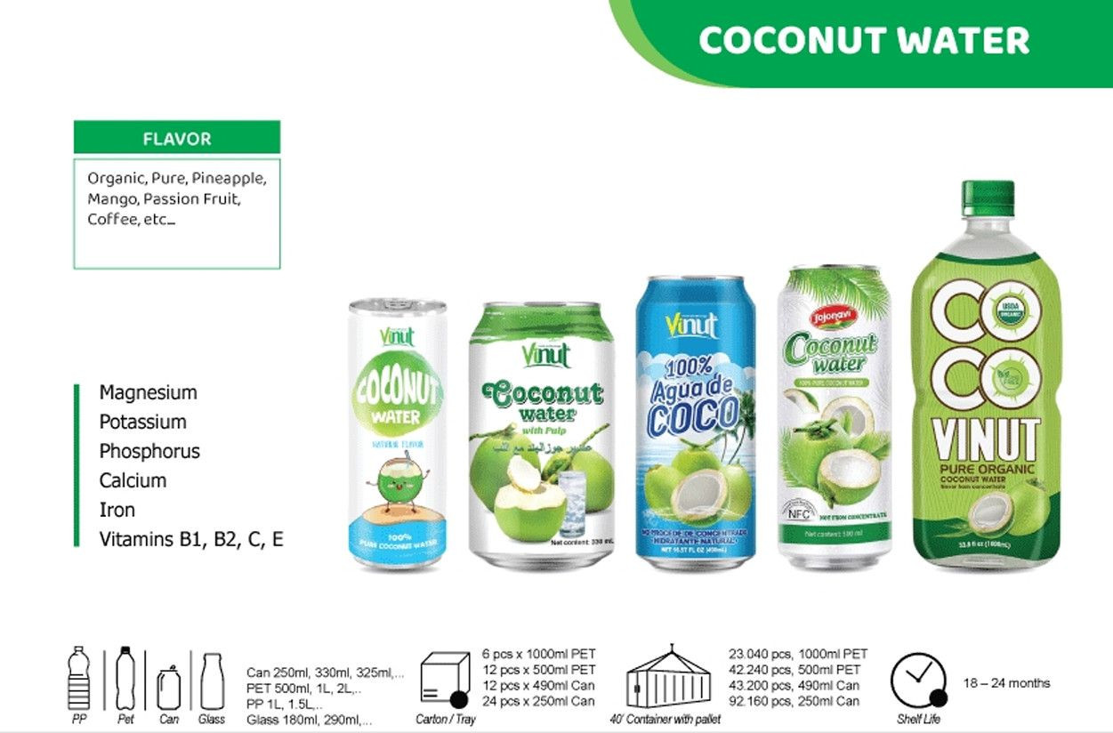 Buy 500ml Premium Coconut Water 100% Pure Made In Viet Nam Low Fat Free ...