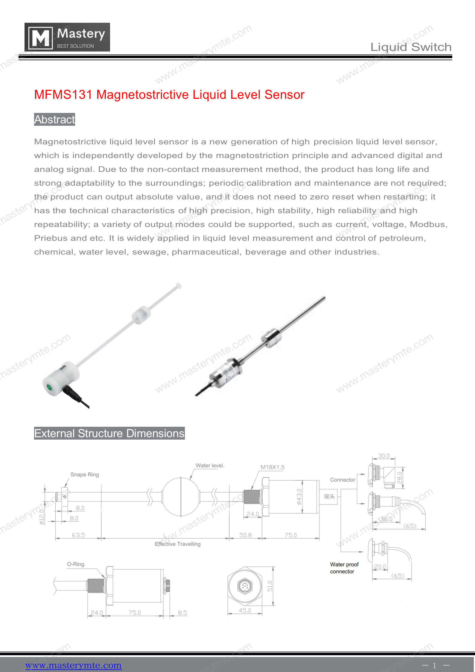 Buy Magnetostrictive Liquid Level Sensor Liquid-position Depth Fluid ...