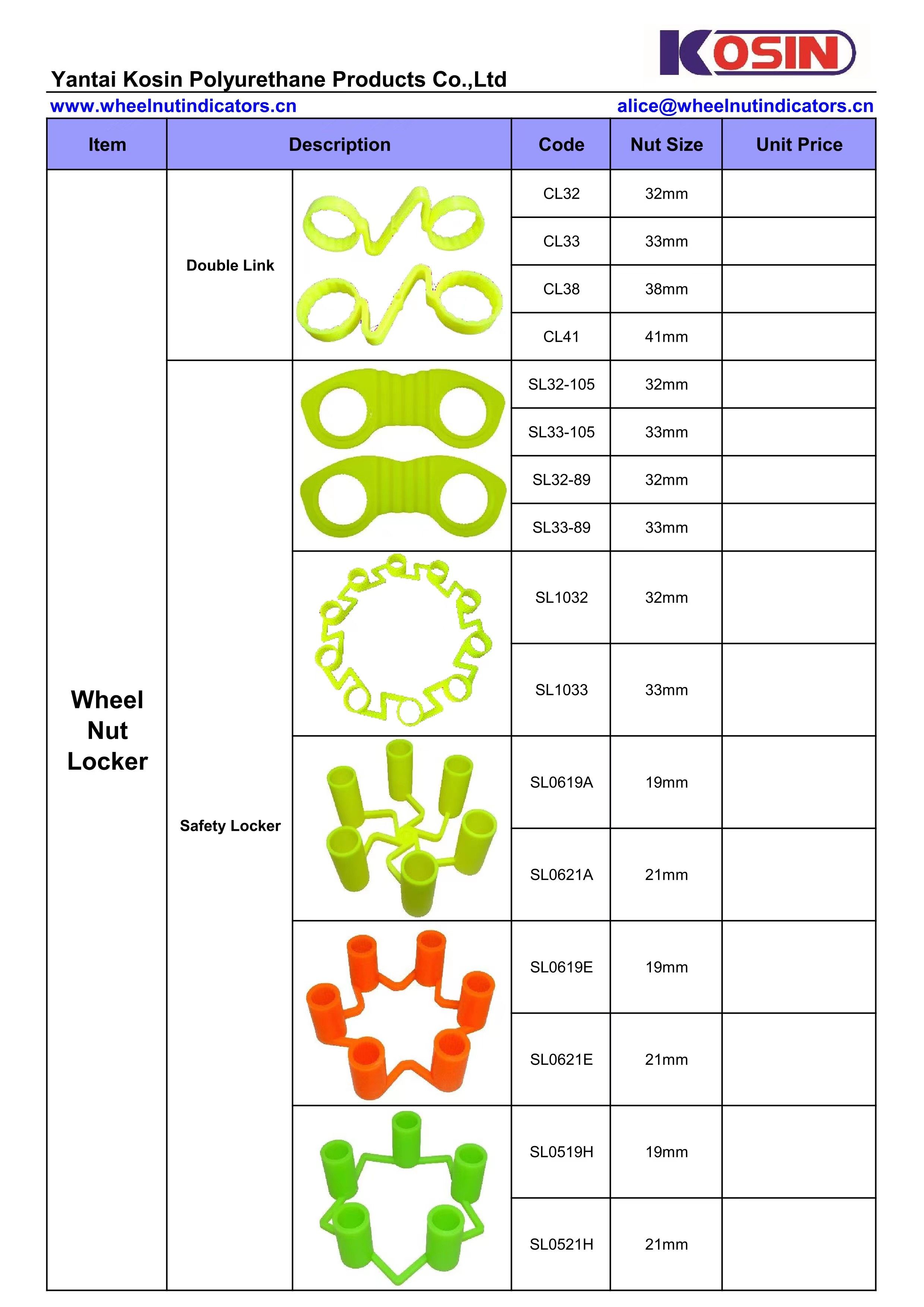 Buy Wheel Nut Locker Sl0619e /sl0621e from Yantai Kosin Polyurethane ...