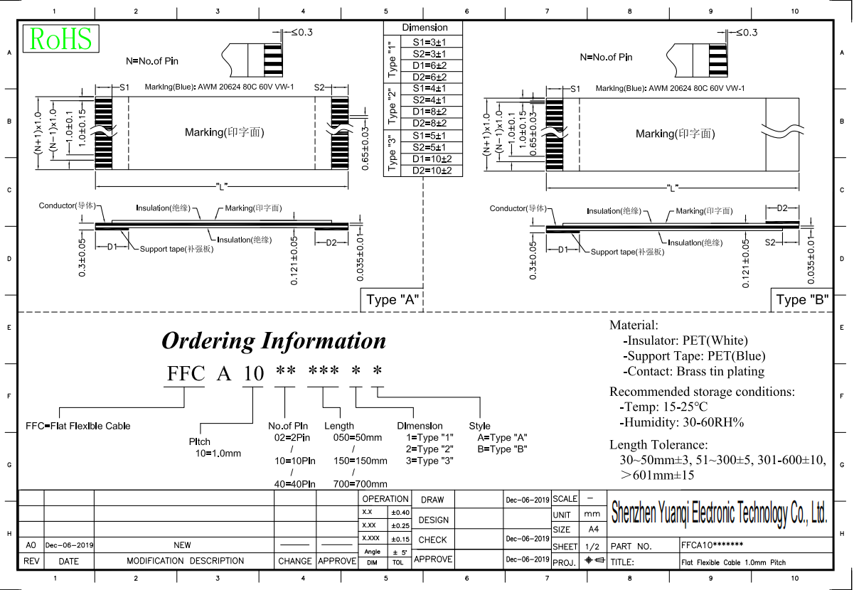 Buy 1.0mm Spacing Shielded Ffc Cable To Prevent Interference. Support ...