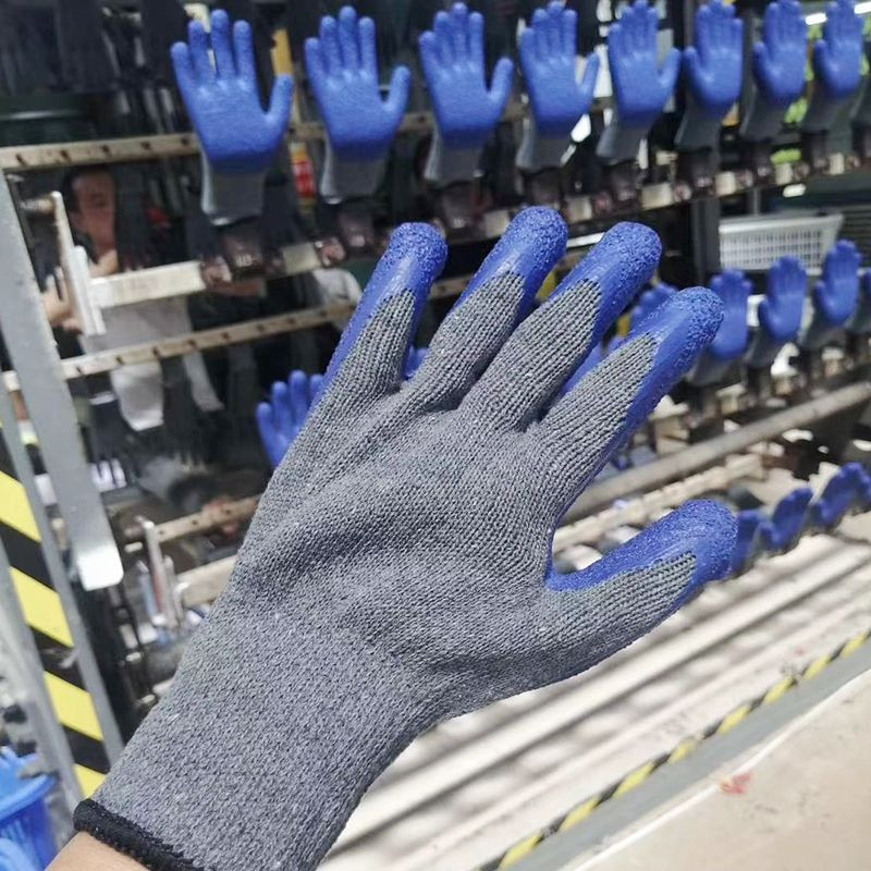 Buy 10g 2yarn Polycotton Liner Palm Crinkle Latex Coated Gloves from ...