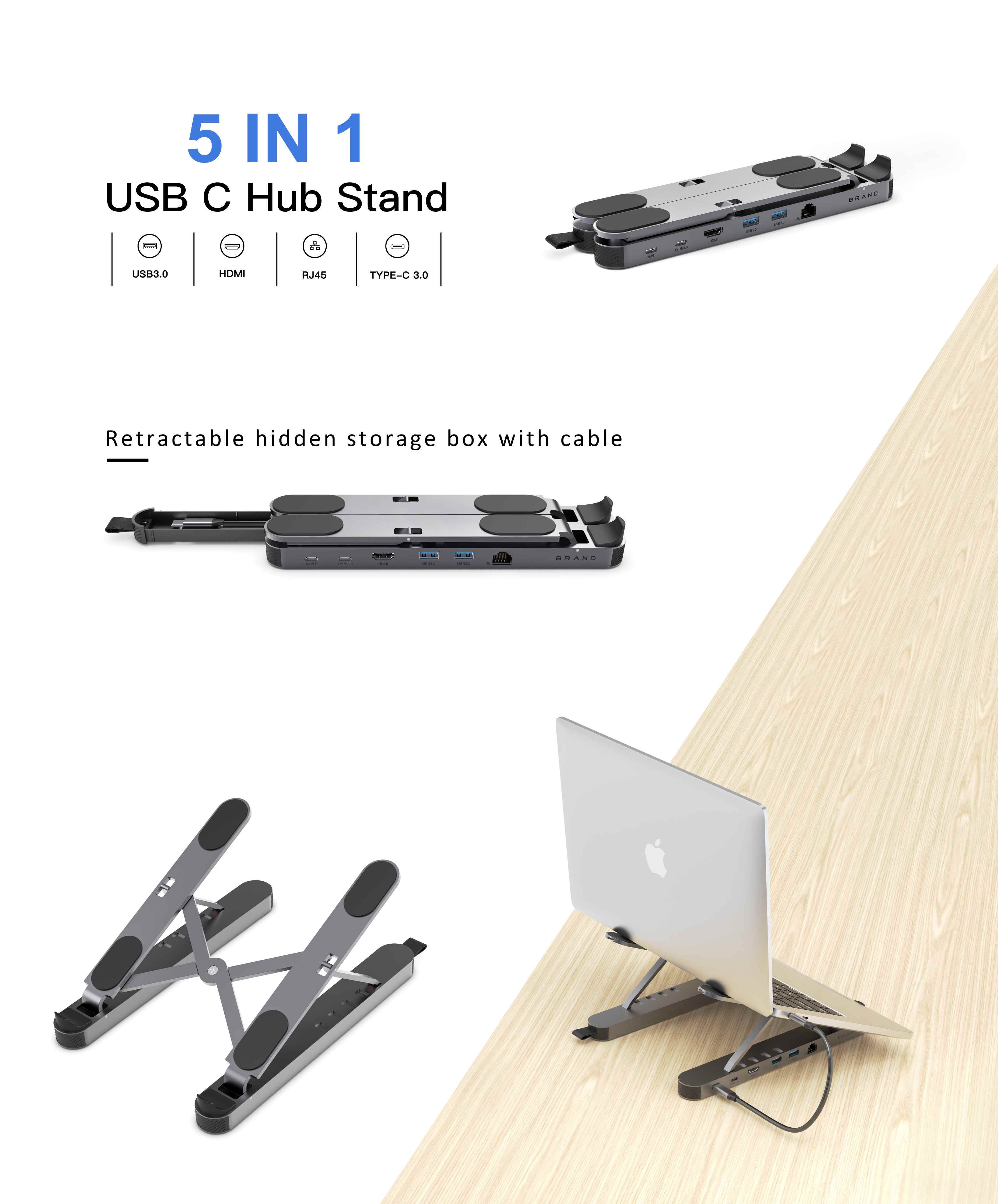 Buy Laptop Docking Station Foldable Portable Laptop Stand 6-in-1 Hub ...