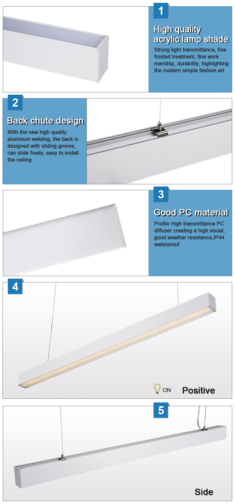 Buy 40w Linear Suspended Direct Indirect Led Linear Light Fixture from ...