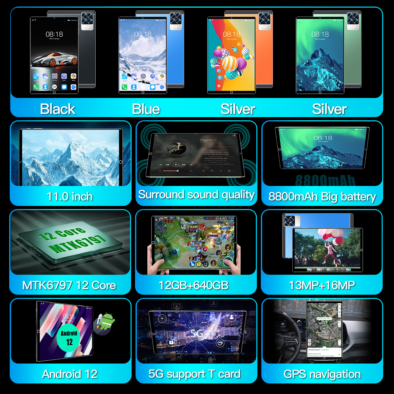 Buy 5g Wifi M50 Android Tablet Pc 10.4" 2000x1200 Fhd Screen Octa Core ...