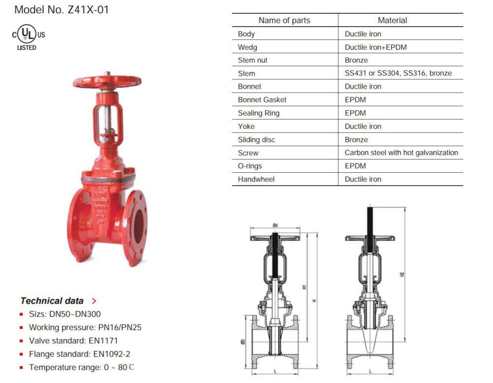 Buy Resilient Seated Nrs Gate Valve Grooved End from Shandong Lede ...