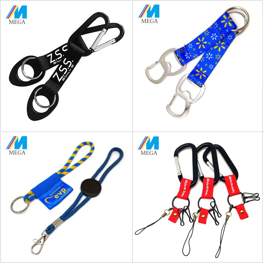 Buy Custom Adjustable Full Color Logo Carabiner Short Lanyard Keychain ...