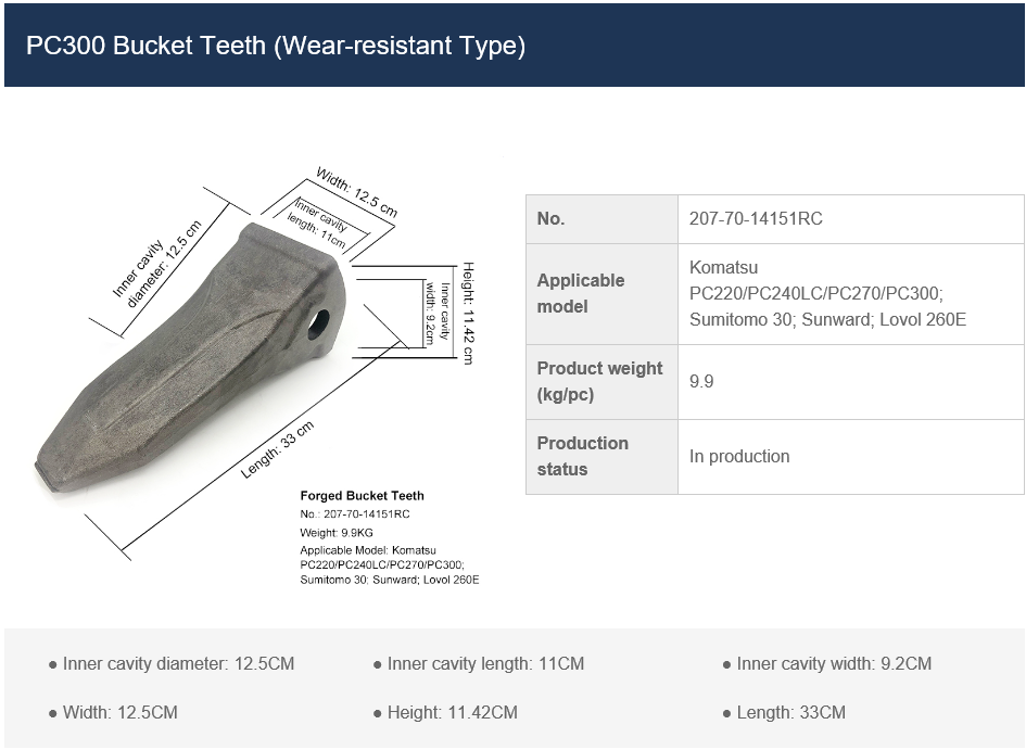 Buy Pc300/207-70-14151rc Komatsu Tooth Standard Komatsu Bucket Teeth ...