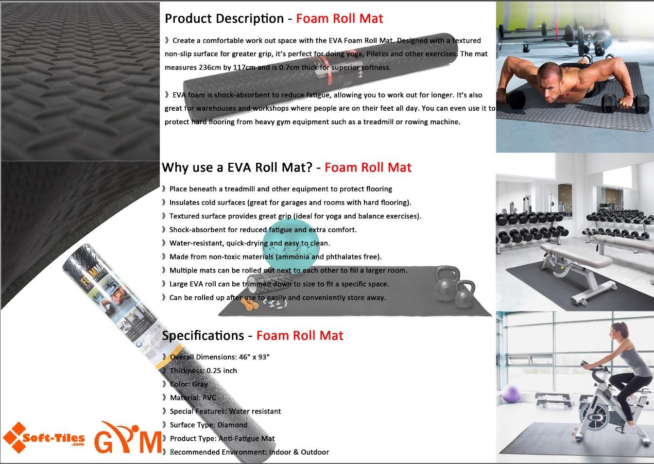 Buy Eva Gray Foam Roll Mat 39.37"x78.74" With 7mm Thickness from ...