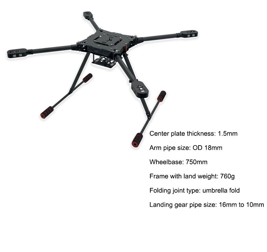 Buy Quadcopter 750mm Frame Kit With Landing Gear Carbon Fiber from ...