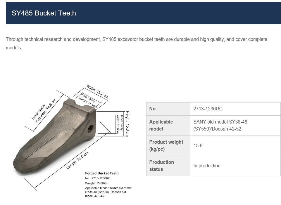 Buy Dh420/2713-1236rc Doosan Tooth Standard Doosan Bucket Teeth from ...