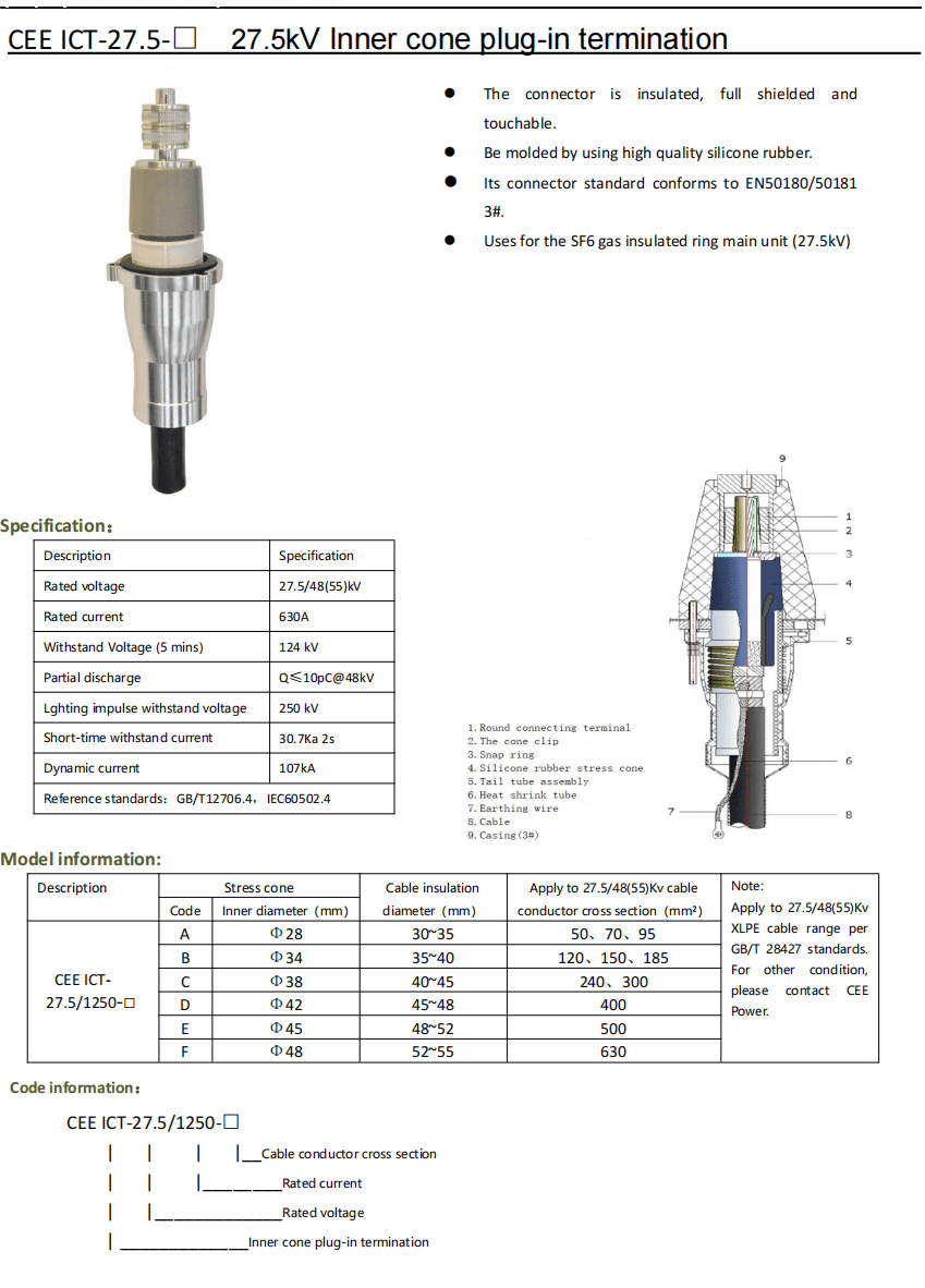 Buy 27.5kv Inner Cone Plug-in Termination from CEEPOWER CO.,LTD, China ...