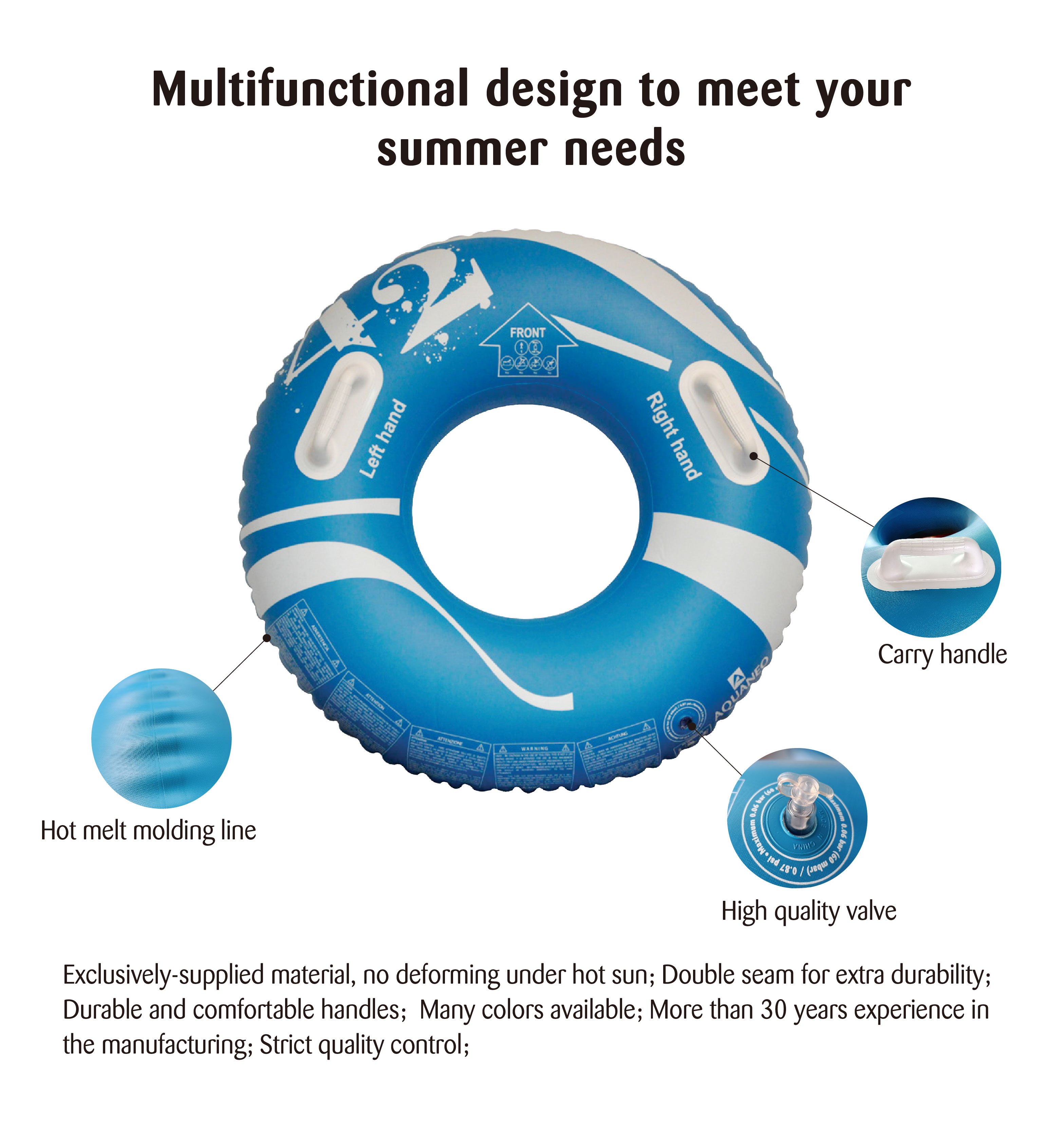 Buy Inflatable Winter Sports Skiing Ring Snow Sledge Toys Blue ...