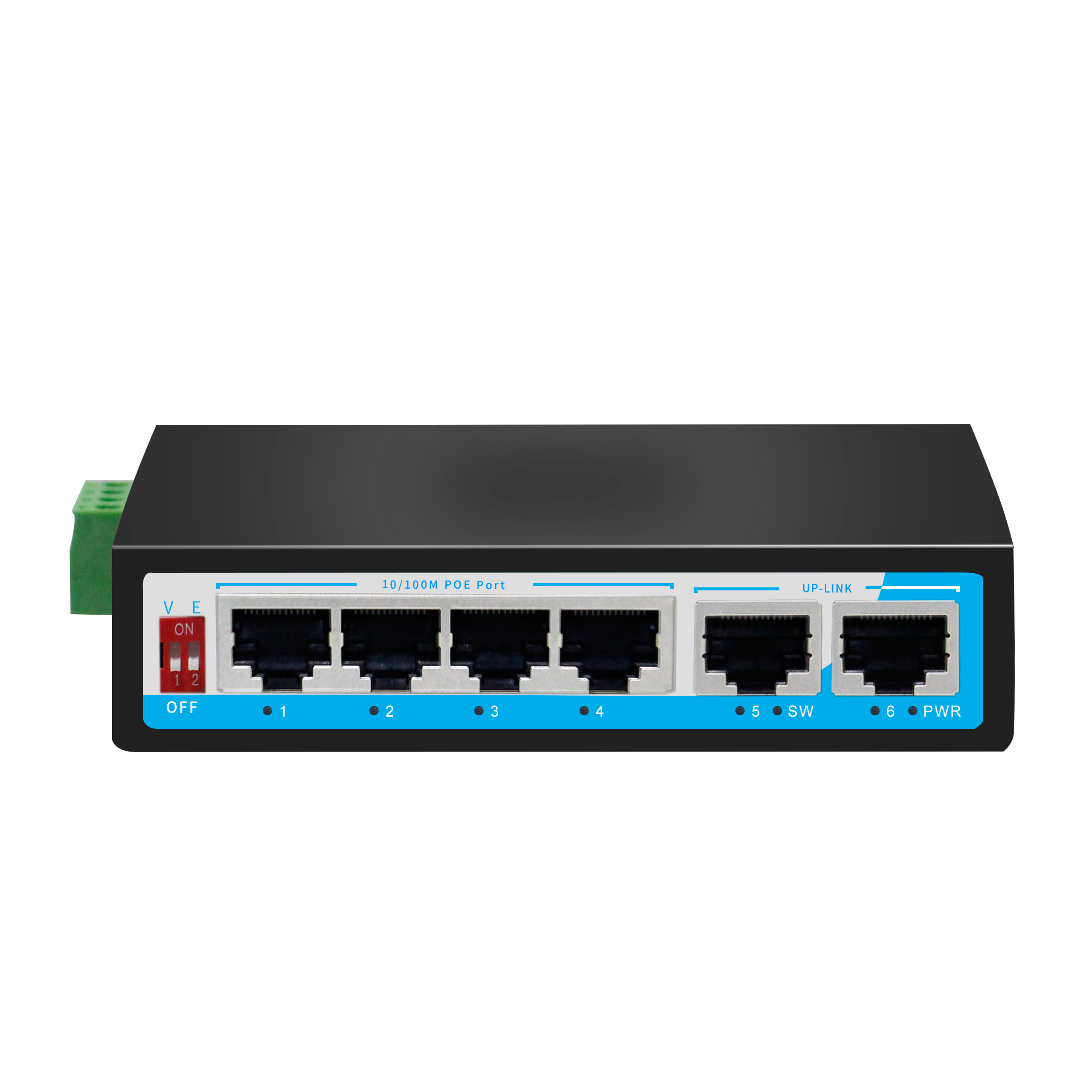 Buy 100m 6 Port Terminal Block Din Rail Industrial Poe Network Switch ...