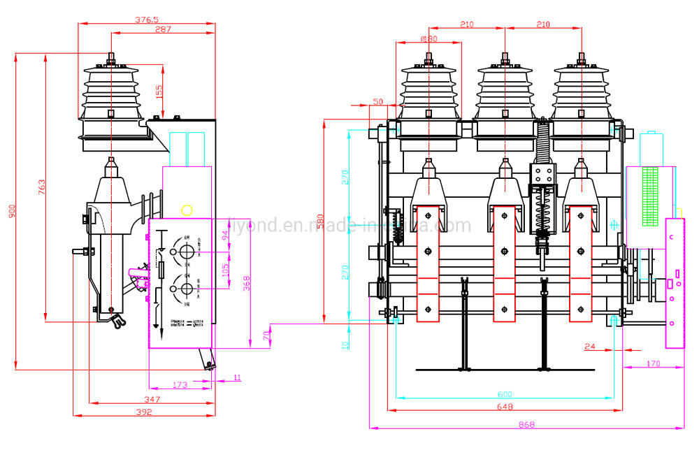 Buy 10kv 12kv Disconnector On-load Switch High Voltage Air Pneumatic ...