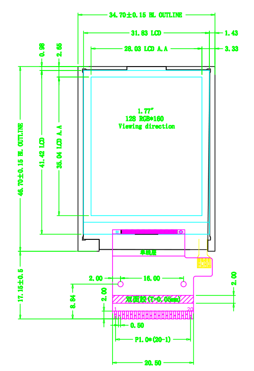 Buy 1.77 Inch Transparent Tft Lcd Display Tft 262k Display Color Mcu-8 ...