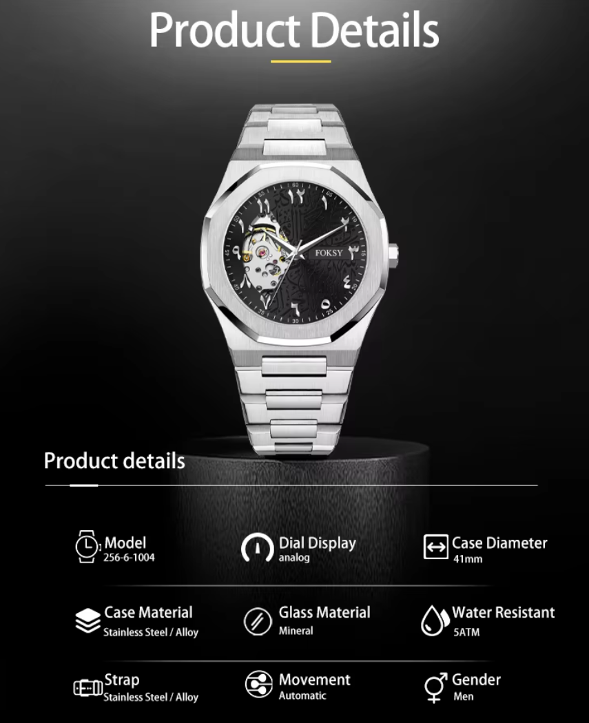 Buy Special Blue Color Custom Logo Skeleton Dial Arabic Number Muslim ...