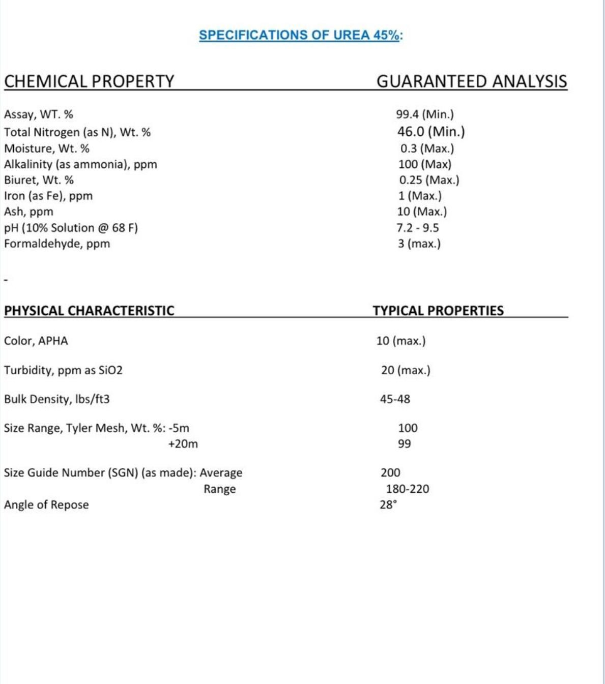 Buy Urea 46% Granular, Urea Fertilizer 46-0-0, Urea N46% from Taravia ...