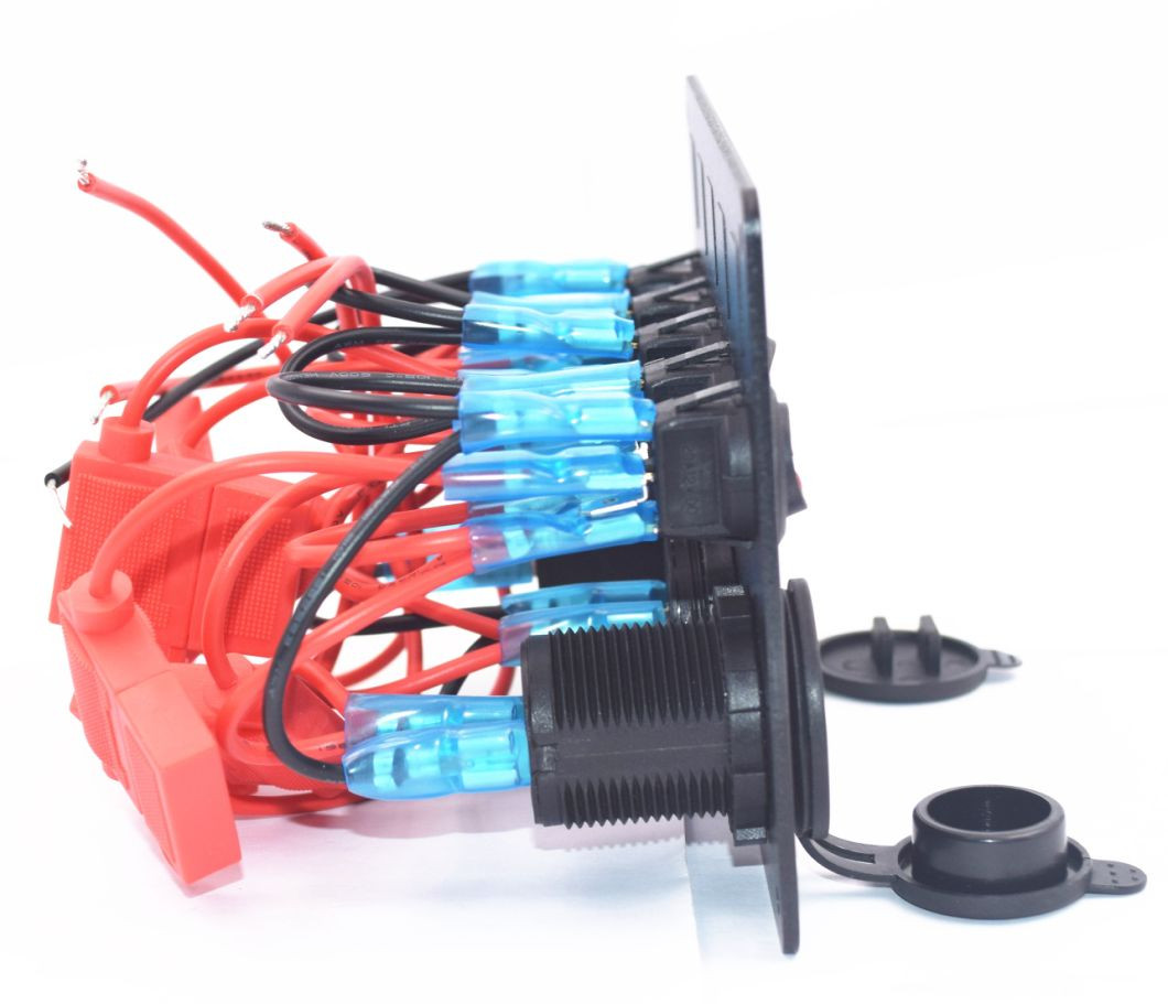 Buy 5 Gangs On-off Rocker Switch Panel With Cigarette Lighter Power ...