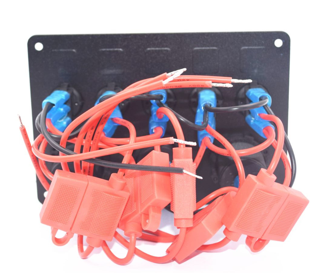 Buy 5 Gangs On-off Rocker Switch Panel With Cigarette Lighter Power ...