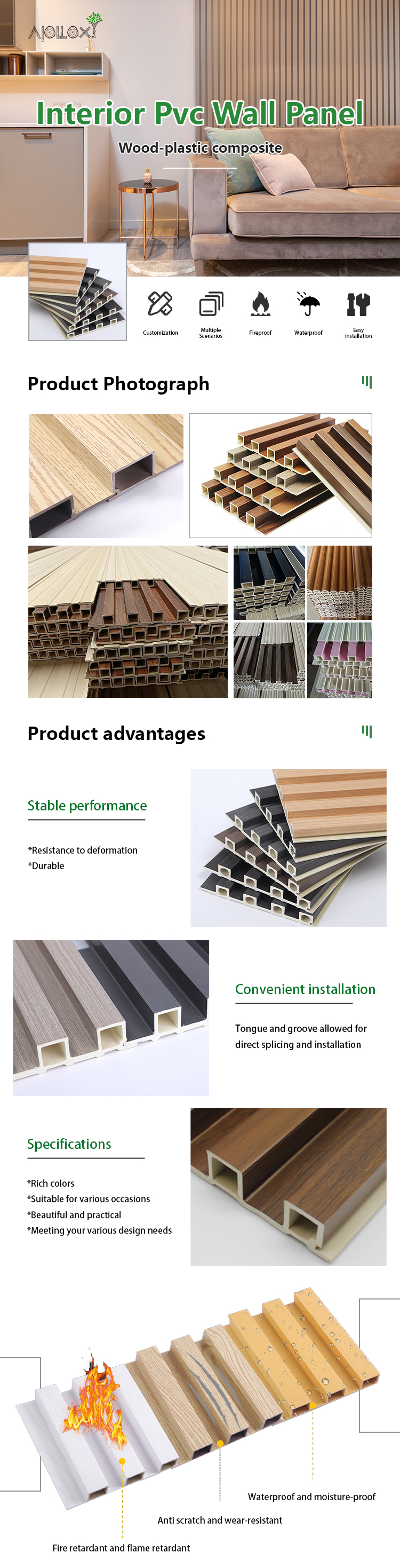 Buy Apolloxy Decor Factory Outlets Pvc Fluted Panel Interior Wall Wpc ...