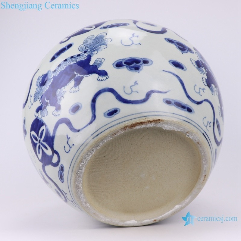 Buy Archaize Blue And White Porcelain Lion Hydrangea Globular Vase from ...