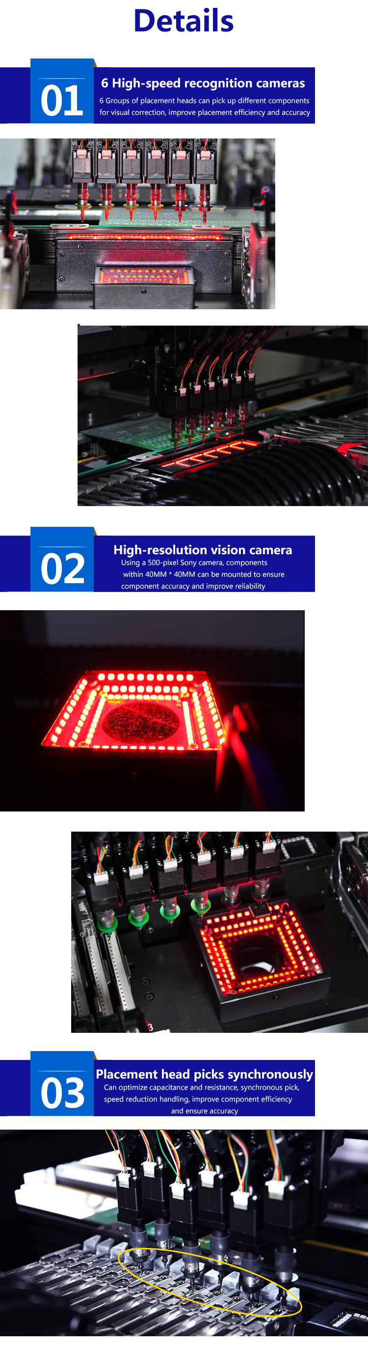 Buy Automatic Vision Vertical 6 Mounting Heads Surface Mount Machine 8 ...