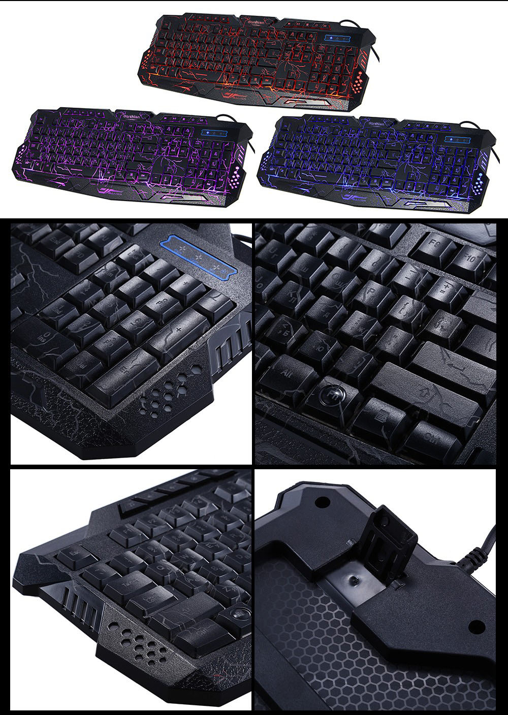 Buy Backlight Keyboard Led Russian/english Layout Usb Wired Colorful ...
