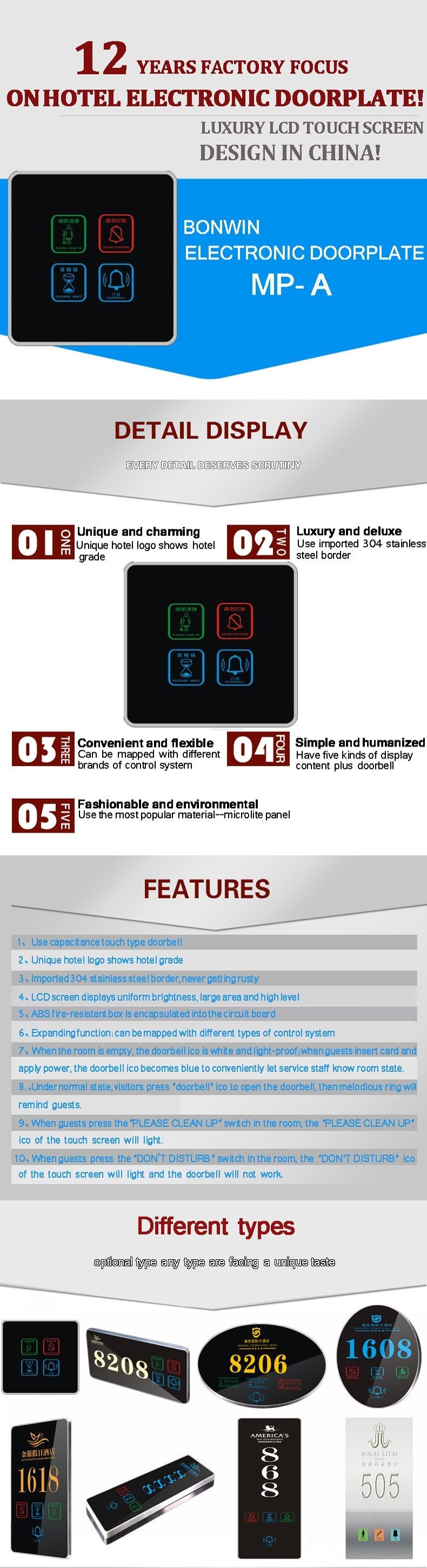 Buy Best Selling Electronic Touch Type Room Door Number Plates For ...