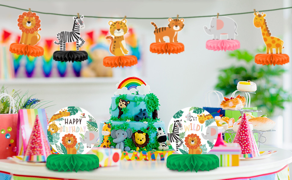 Buy Birthday Decorations Table Centerpiece Animals Theme Party Supplies ...