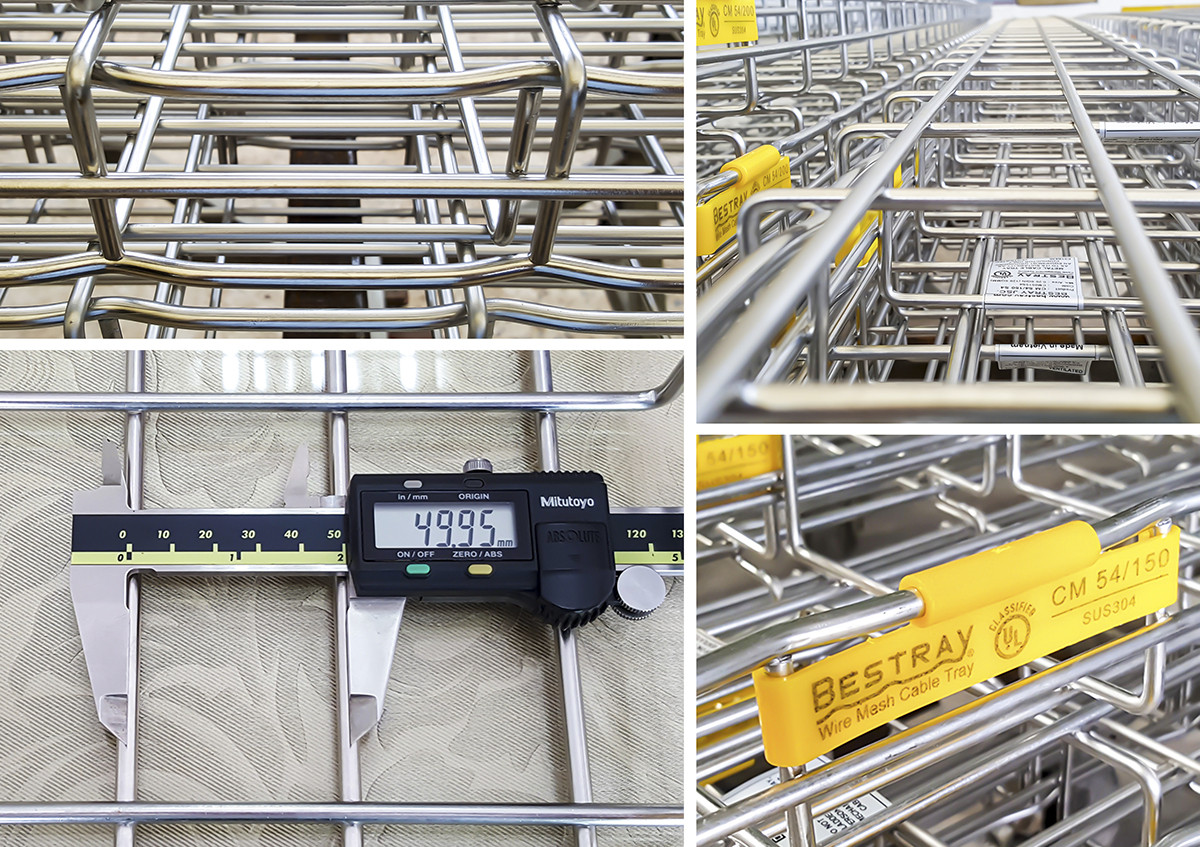 Buy Cable Tray Horizontal Cross Inox 304, Wire Mesh Cable Tray 54mm ...