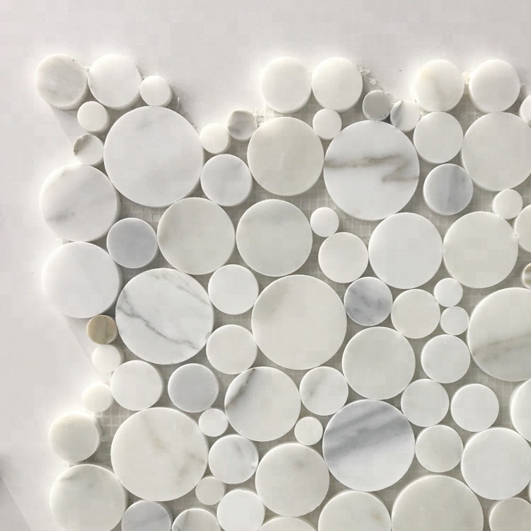 Buy Calacatta Gold Mosaic Bubble Round Marble Penny Mosaic Tile from ...