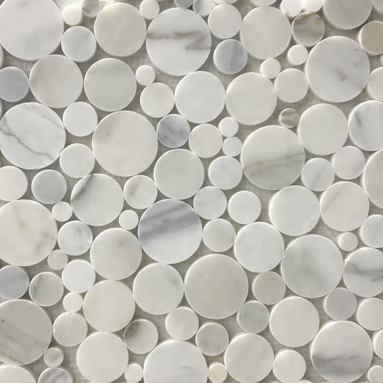 Buy Calacatta Gold Mosaic Bubble Round Marble Penny Mosaic Tile from ...