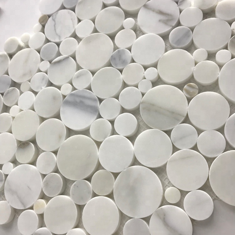 Buy Calacatta Gold Mosaic Bubble Round Marble Penny Mosaic Tile from ...