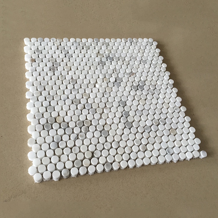 Buy Calcutta Marble Calacatta Gold Marble Mosaic Penny Round Wall Tiles ...