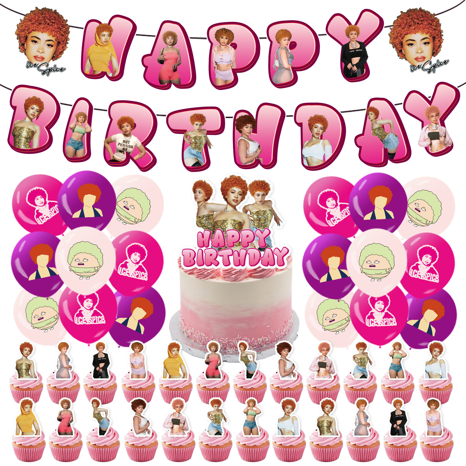 Buy Cartoon Star Ice Spice Theme Birthday Party Decorative Disposable ...