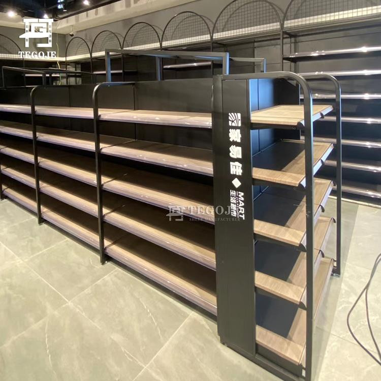 Buy Chinese Supermarket Wooden Display Gondola Stand Custom Steel ...