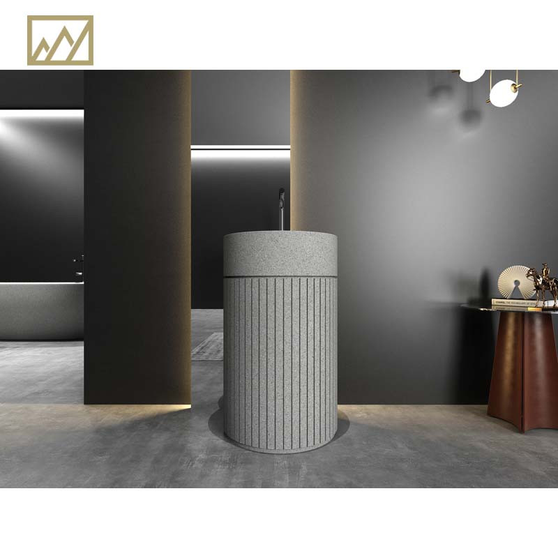 Buy Circular Terrazzo Pedestal Bathroom Basin With Hidden Drain ...