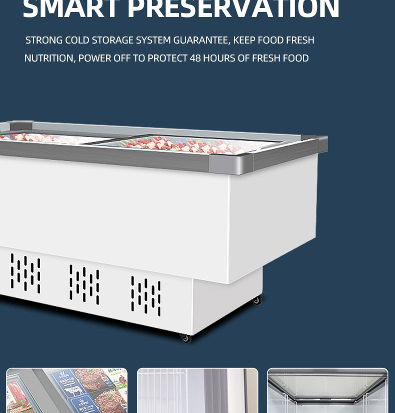 Buy Commercial Kitchen Island Ice Chest Display Freezer Double Island ...