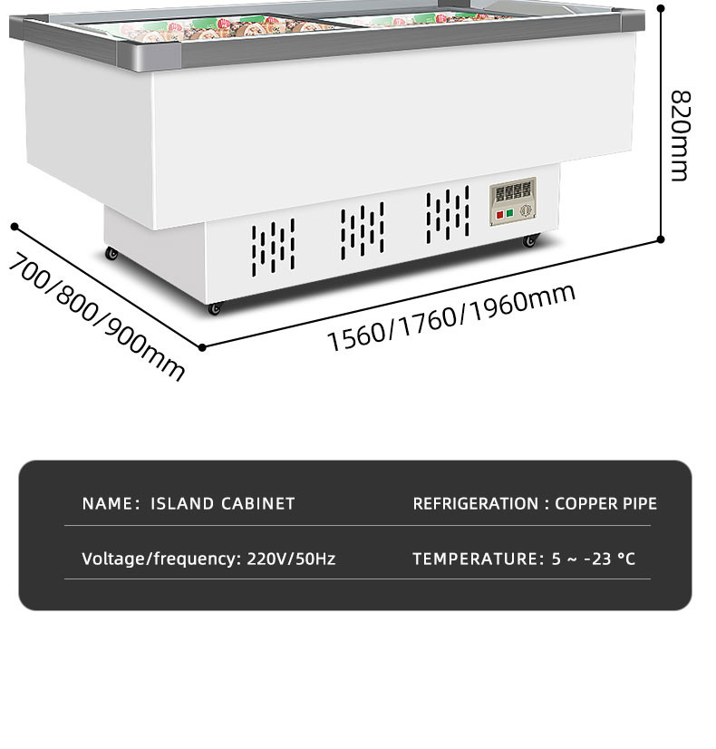 Buy Commercial Kitchen Island Ice Chest Display Freezer Double Island ...