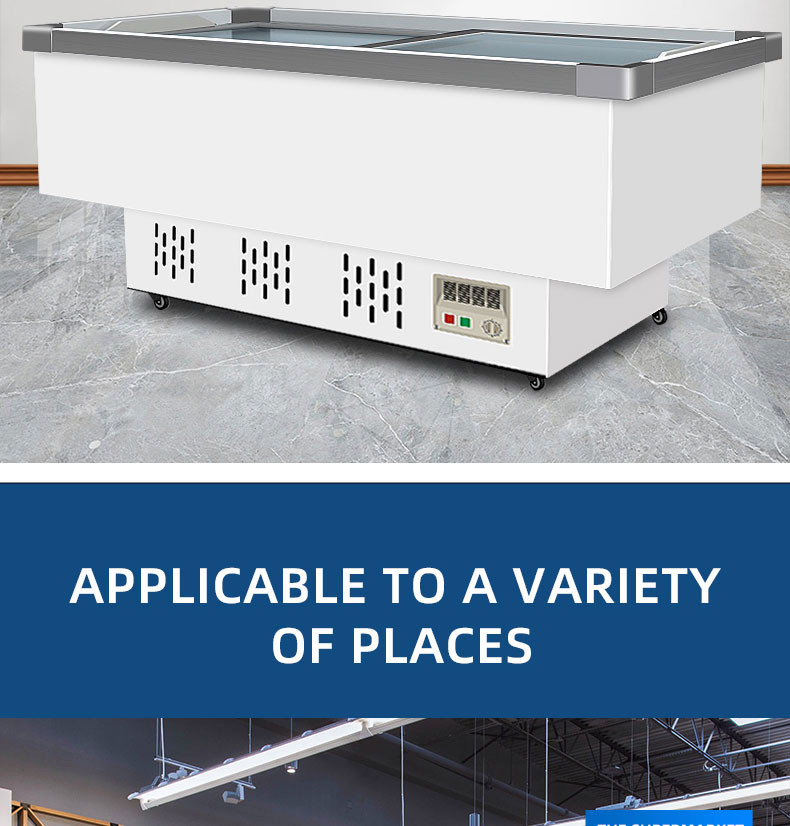 Buy Commercial Kitchen Island Ice Chest Display Freezer Double Island ...