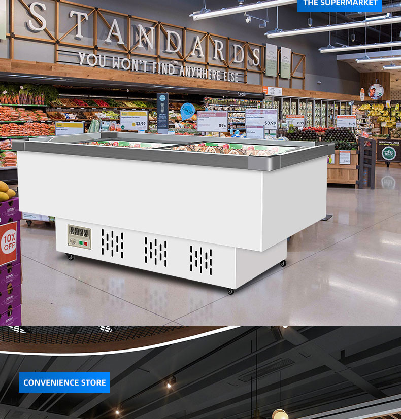 Buy Commercial Kitchen Island Ice Chest Display Freezer Double Island ...