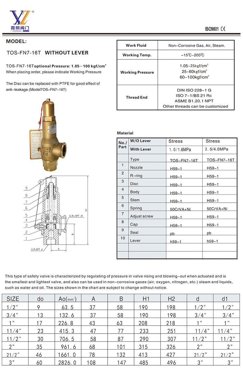 Buy Conventional Type Full Nozzle Pressure Safety Relief Valve Brass ...