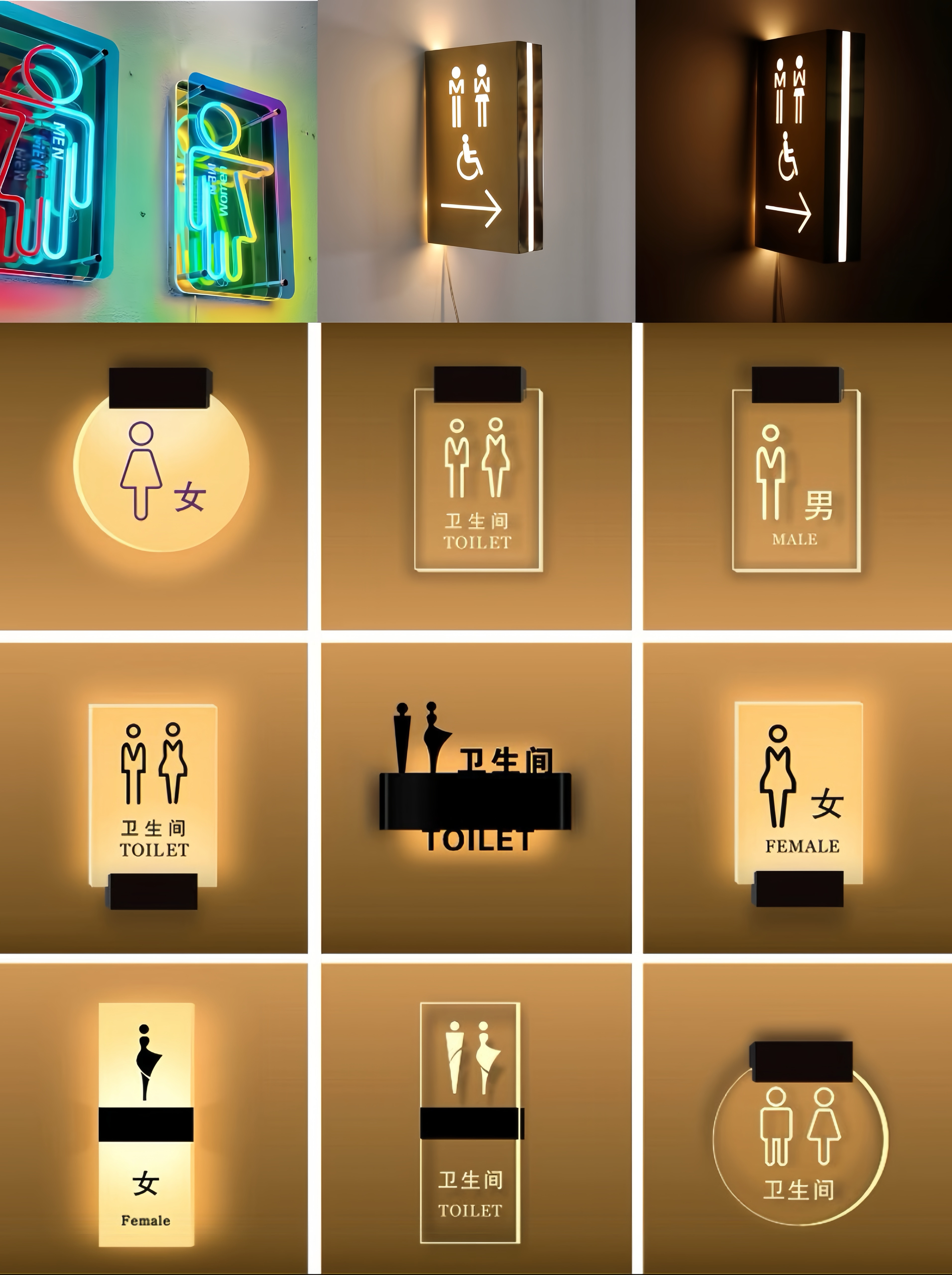 Buy Custom Hanging Stainless Steel Toilet Sign Led Backlit Letter Led ...