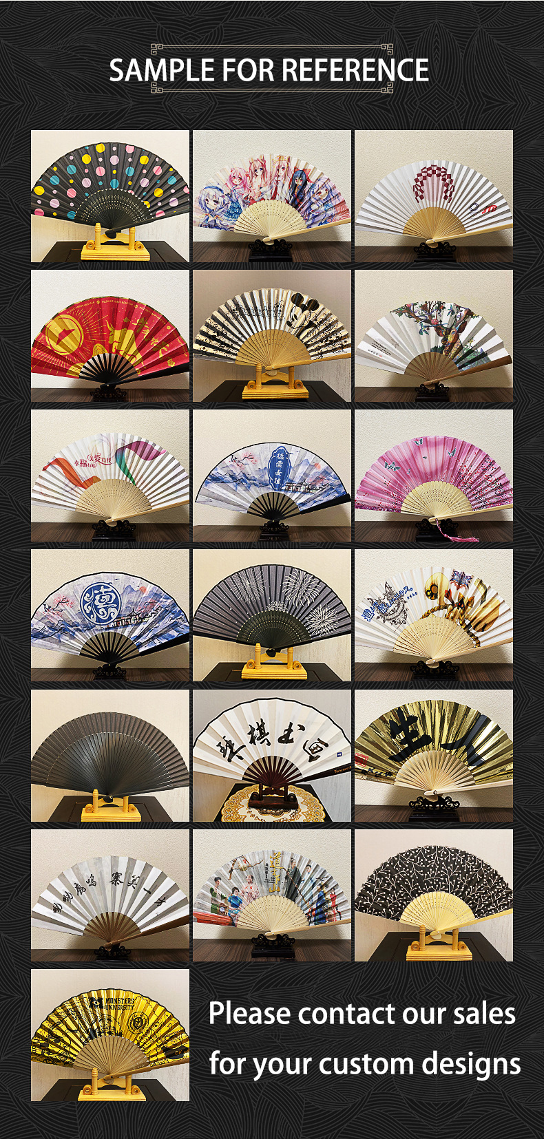 Buy Custom Printed Bamboo Paper And Fabric Folding Hand Fan Wholesale ...