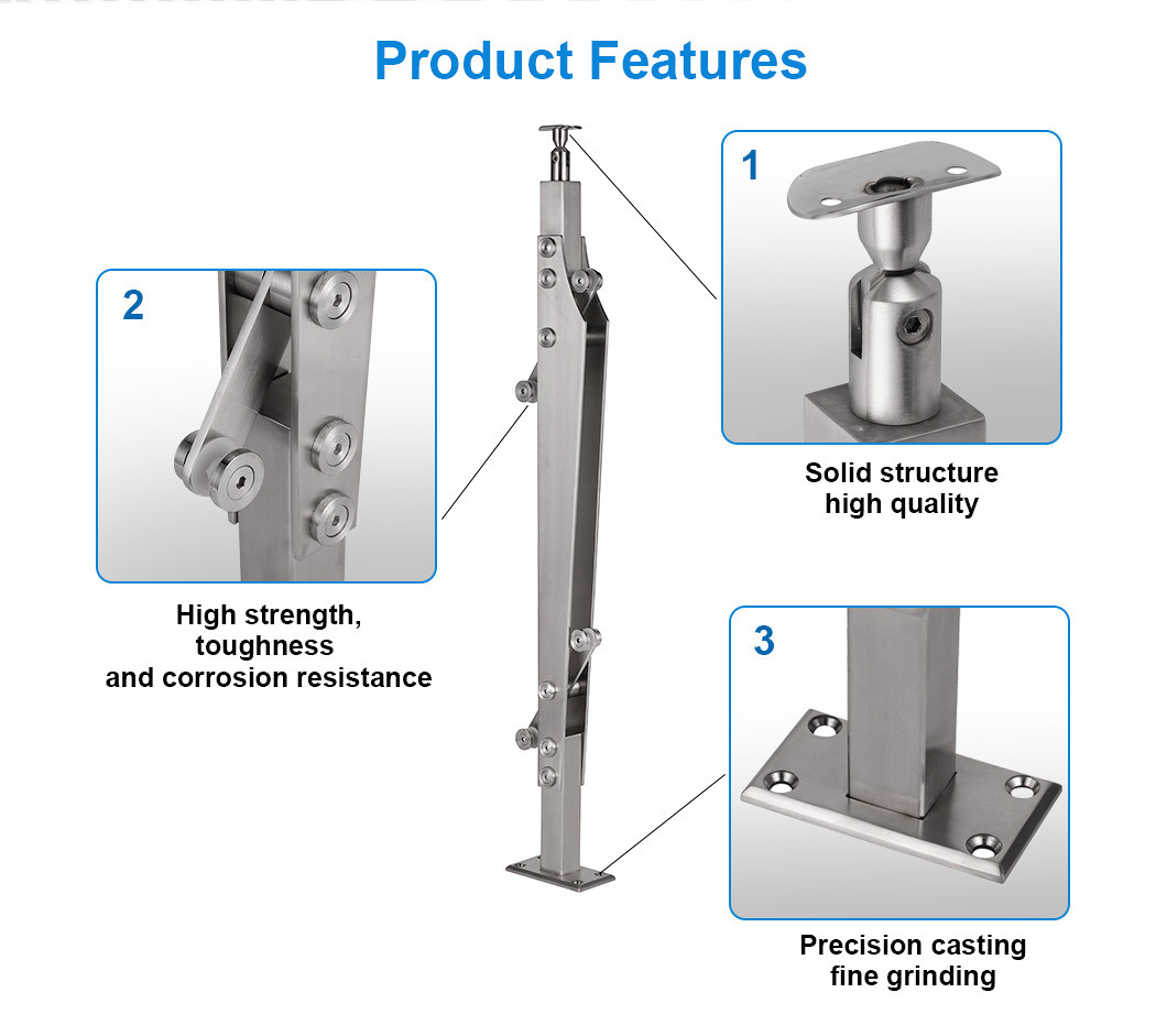 Buy Die Casting Glass Railing Post Hand Rail Glass Stair Railing Glass ...