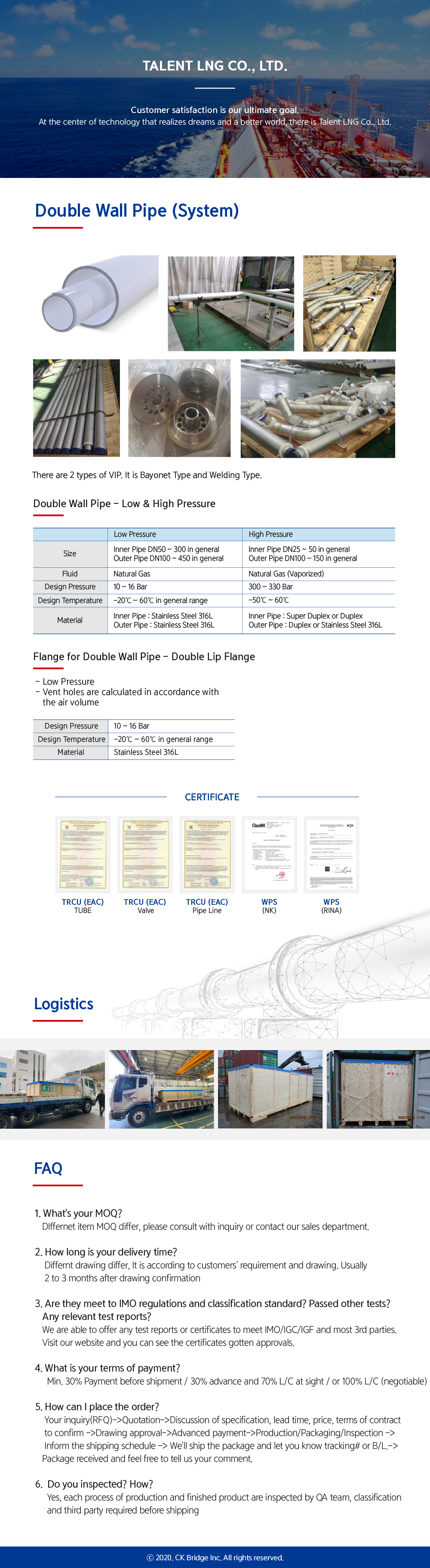 Buy Double Wall Piping System Low Pressure Double Lip Flange 316l ...